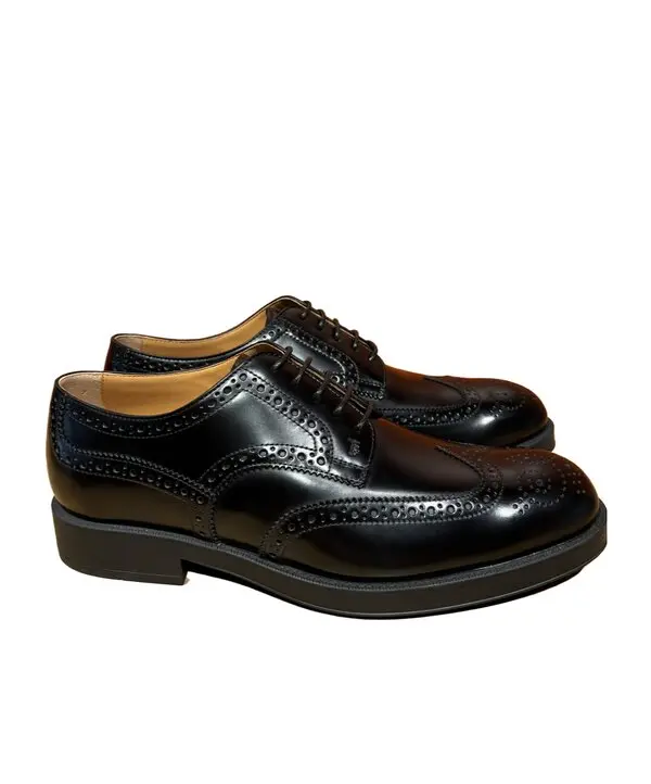 TOD'S Perforted Almond Toe Lace-up Derby Shoes - Black