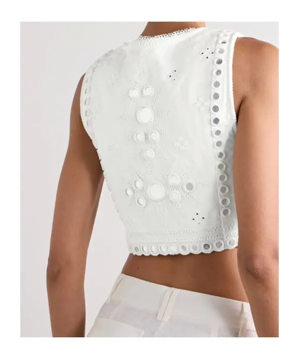 LoveShackFancy Cropped Embellished Top