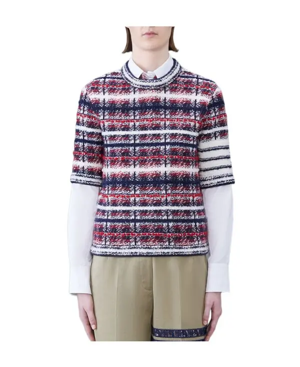 Thom Browne Tartan Jacquard Knit Top