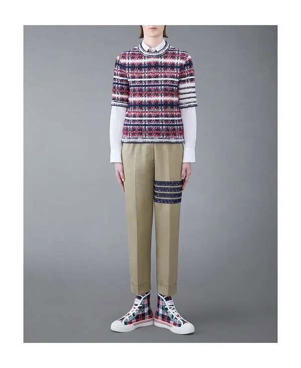 Thom Browne Tartan Jacquard Knit Top