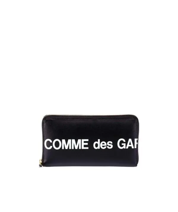 Comme Des Garçons Logo Printed Zipped Wallet - Black