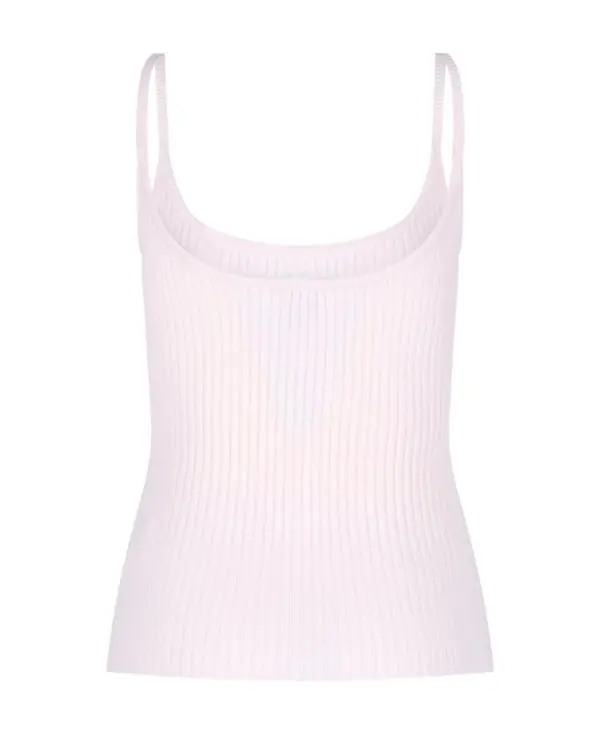 COURREGES Embroidered Ribbed Knit Sleeveless Top - White