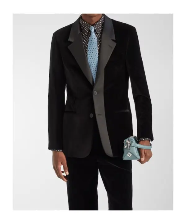 Fendi Falena Micro Dots Printed Silk Tie - Light Blue
