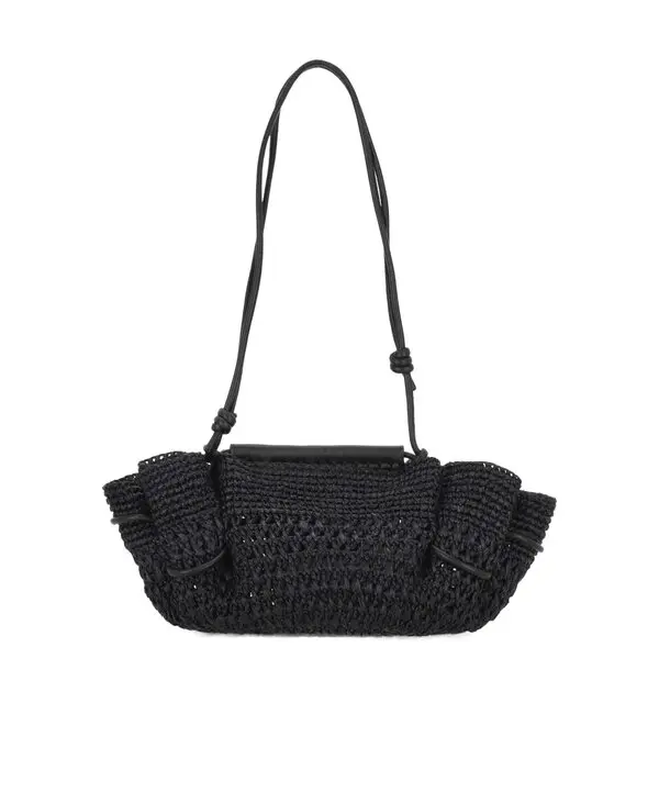 Hereu Arta Mini Crochet Pleated Crossbody Bag - Black