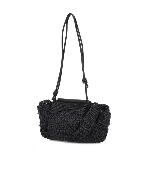 Hereu Arta Mini Crochet Pleated Crossbody Bag - Black