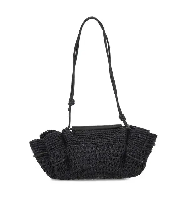 Hereu Arta Mini Crochet Pleated Crossbody Bag - Black