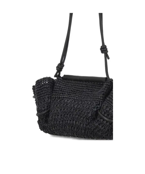 Hereu Arta Mini Crochet Pleated Crossbody Bag - Black