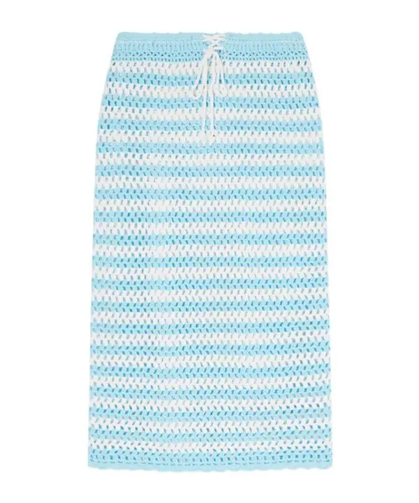 Simkhai Striped Crochet Midi Skirt