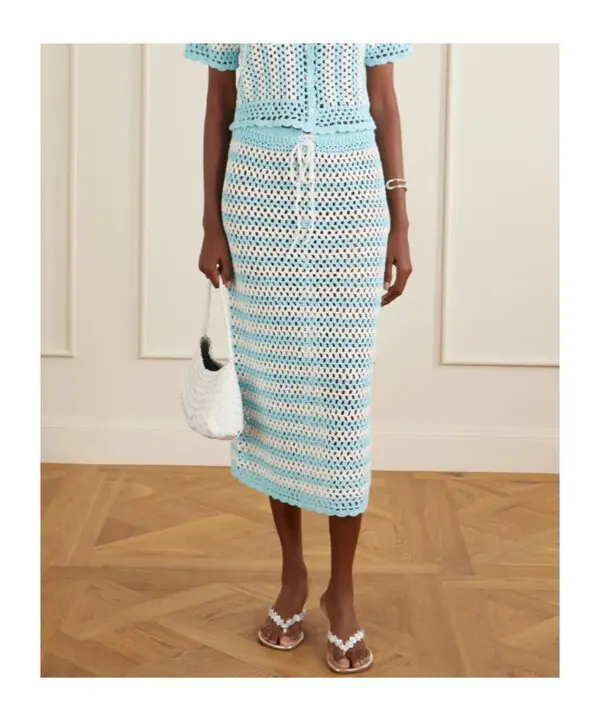 Simkhai Striped Crochet Midi Skirt