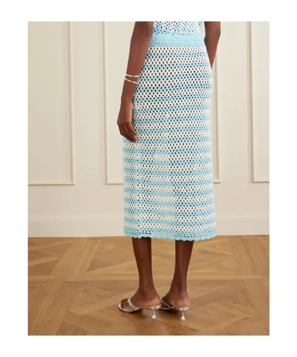 Simkhai Striped Crochet Midi Skirt