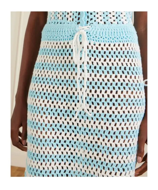 Simkhai Striped Crochet Midi Skirt