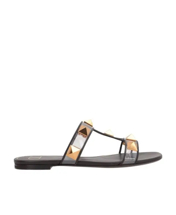 Valentino Garavani Rockstud Flat Sandals - Gray