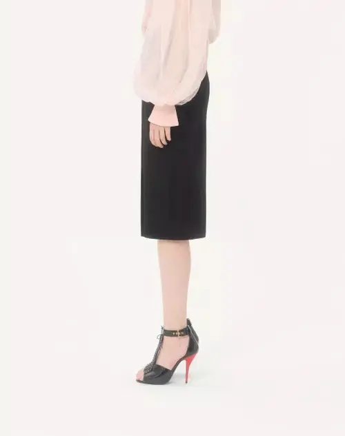 Valentino Garavani Button Detailed Gathered Slit Skirt - Black