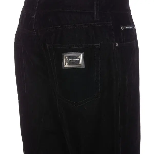 Dolce & Gabbana Straight Leg Pants With Logo Plaque