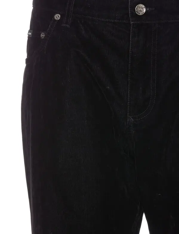 Dolce & Gabbana Straight Leg Pants With Logo Plaque