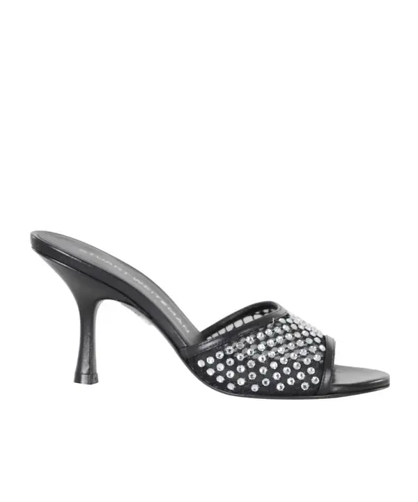 STUART WEITZMAN Embellished Round Toe High Heeled Sandals - Black