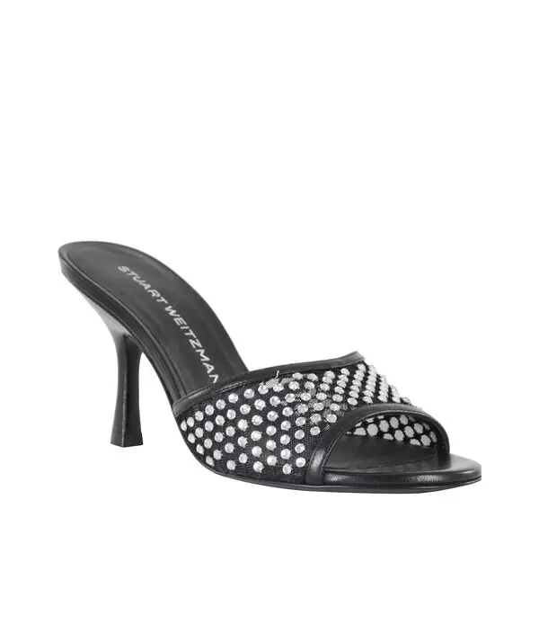 STUART WEITZMAN Embellished Round Toe High Heeled Sandals - Black