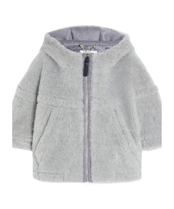 Max Mara Long Sleeve Fur Hooded Jacket - Gray