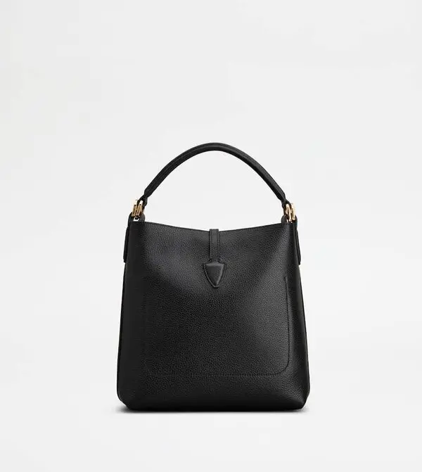 TOD'S Timeless Mini Bucket Bag In Soft Calfskin Leather - Black