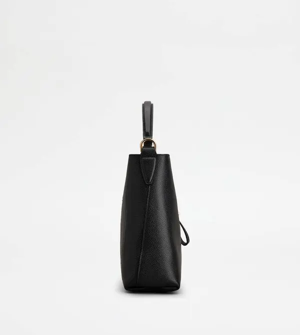 TOD'S Timeless Mini Bucket Bag In Soft Calfskin Leather - Black