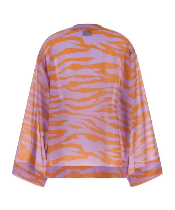 Attico V-neck Printed Long Sleeve Top