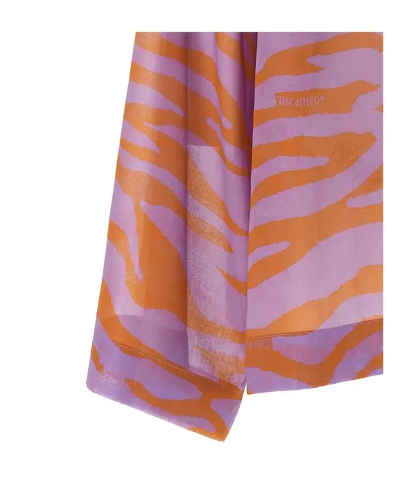 Attico V-neck Printed Long Sleeve Top