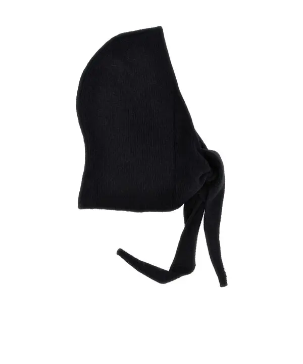 GANNI Wool Hood With Ties - Black