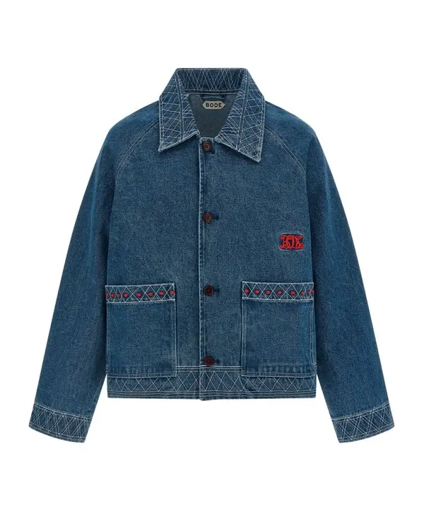 BODE Embroidered Denim Jacket - Blue