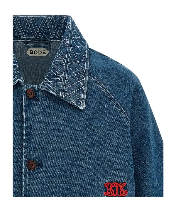 BODE Embroidered Denim Jacket - Blue