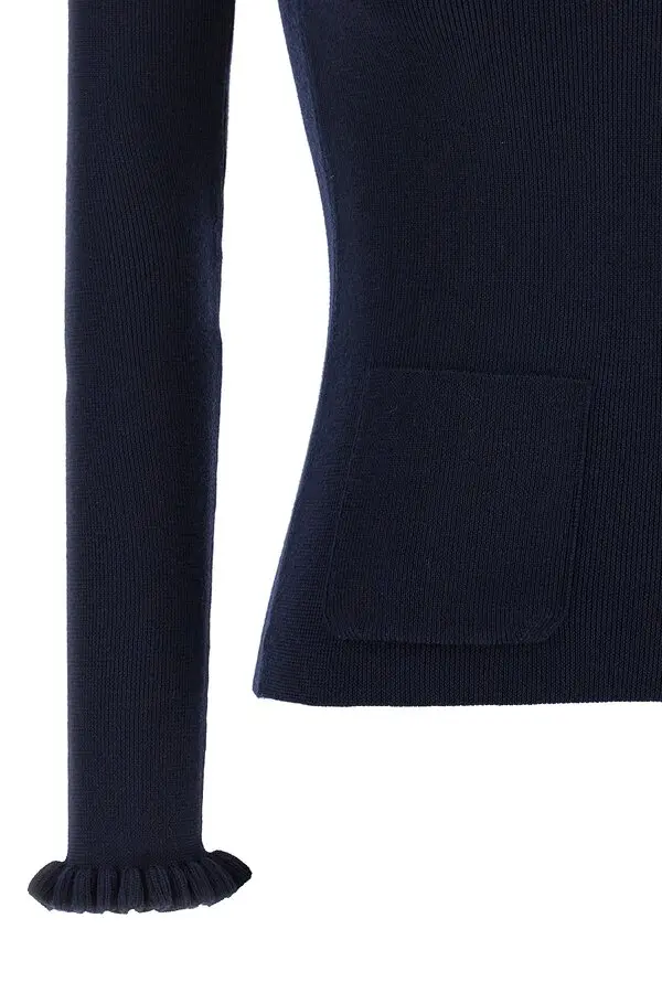 Valentino Garavani V-neck Wool Sweater With Embroidered Logo And Pockets