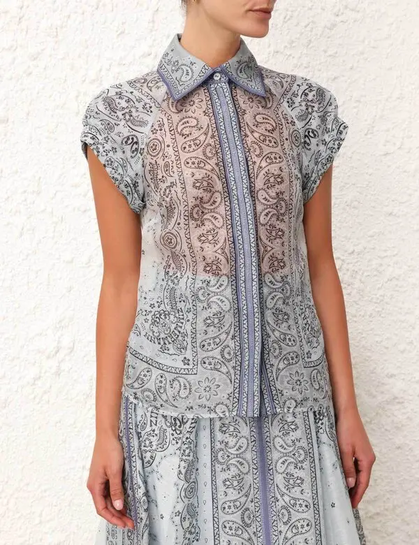 Zimmermann Matchmaker Fitted Blouse With Patch Print