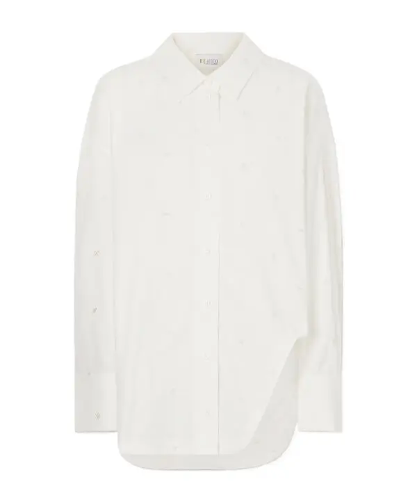 Attico Asymmetrical Embroidered Shirt - White