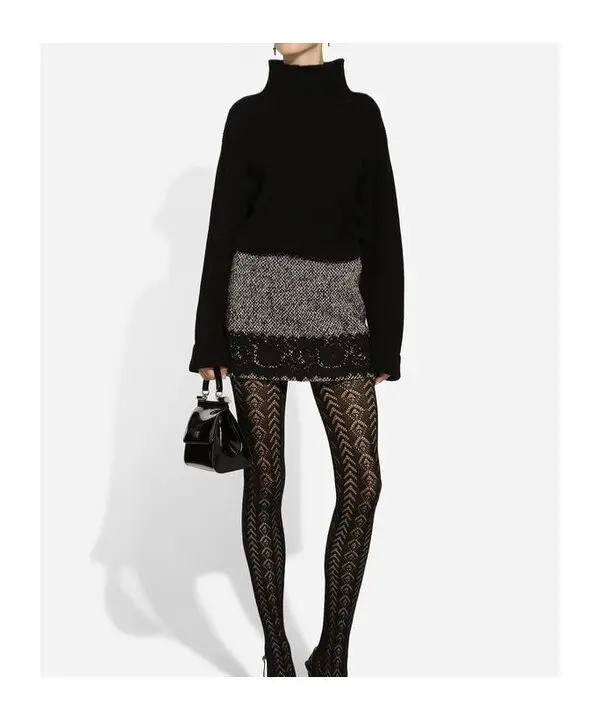 Dolce & Gabbana Lace-trimmed Tweed Mini Skirt
