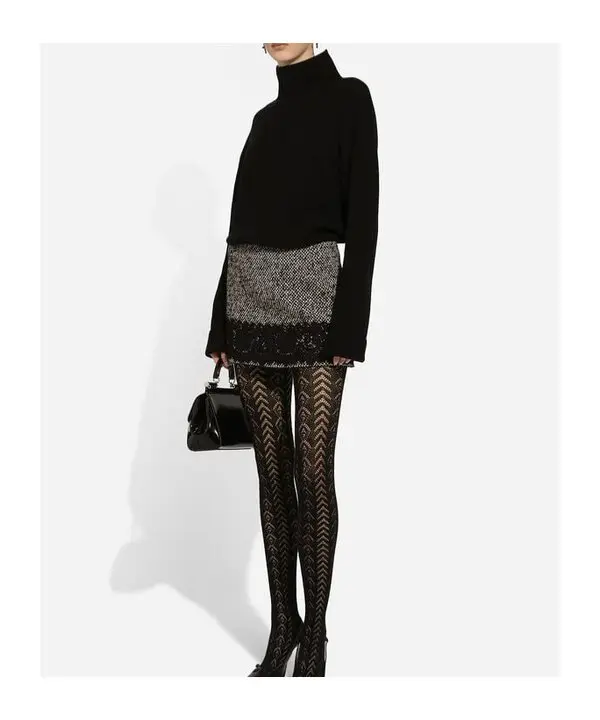 Dolce & Gabbana Lace-trimmed Tweed Mini Skirt