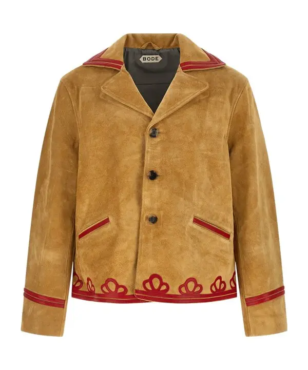 BODE Trefoil Long-sleeved Leather Jacket - Brown