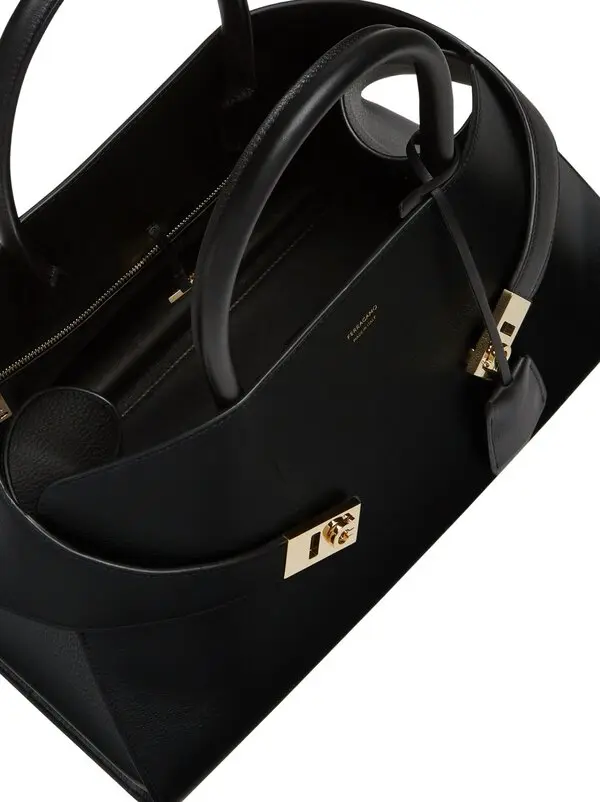 FERRAGAMO Gancini Logo Tote Bag - Black