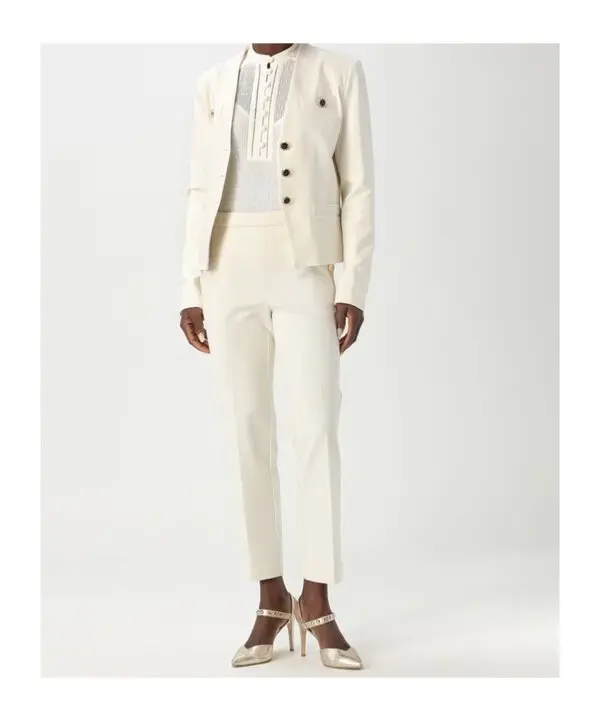 TWINSET Straight Leg Casual Pants With Side Button Detail