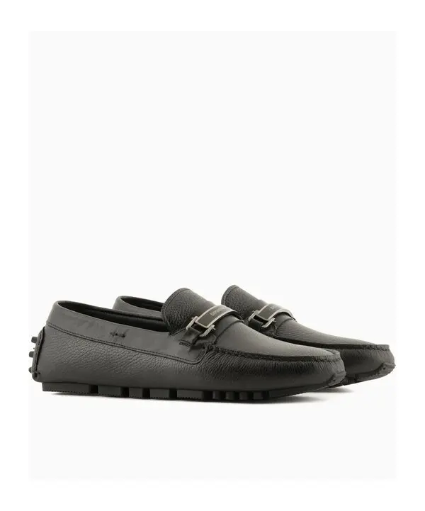 Emporio Armani Logo Plaque Slip-on Driving Loafers