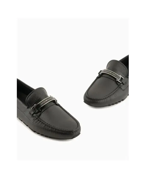 Emporio Armani Logo Plaque Slip-on Driving Loafers