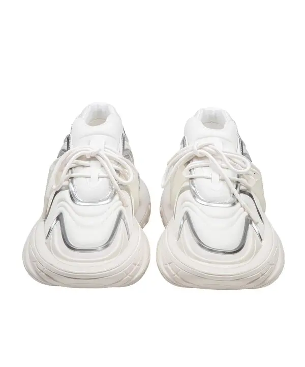 Balmain Unicorn Wave Panelled Lace-up Sneakers - White