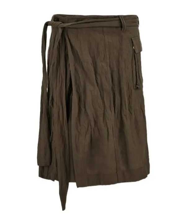 FERRAGAMO Belted Ruched Midi Skirt