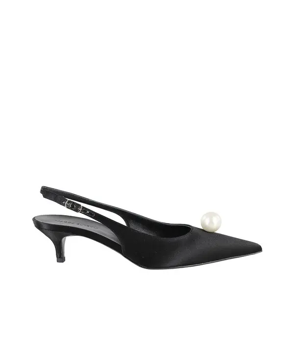 Magda Butrym Embellished Slingback Satin Pumps - Black