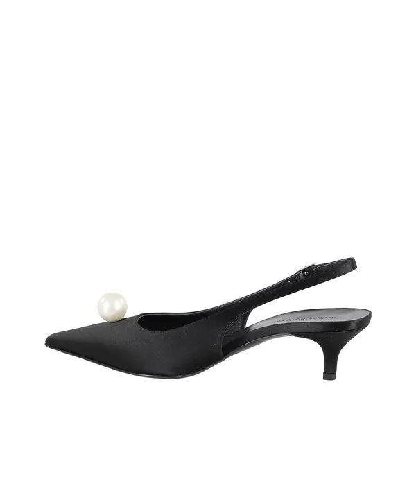 Magda Butrym Embellished Slingback Satin Pumps - Black
