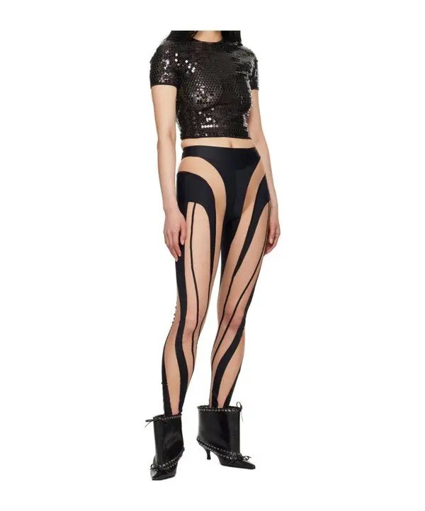 MUGLER Cropped Sequin Top - Black