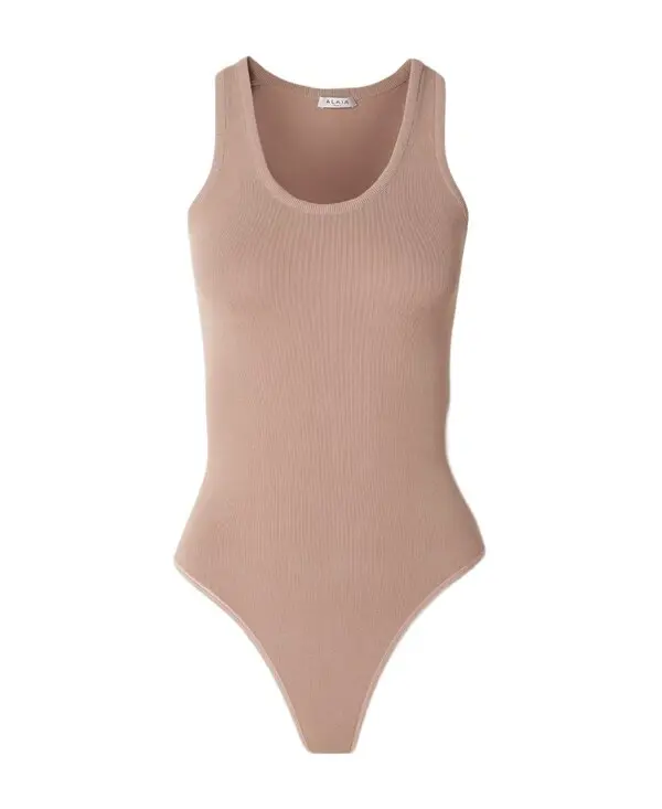 Alaïa Stretch Knit Jumpsuit - Nude