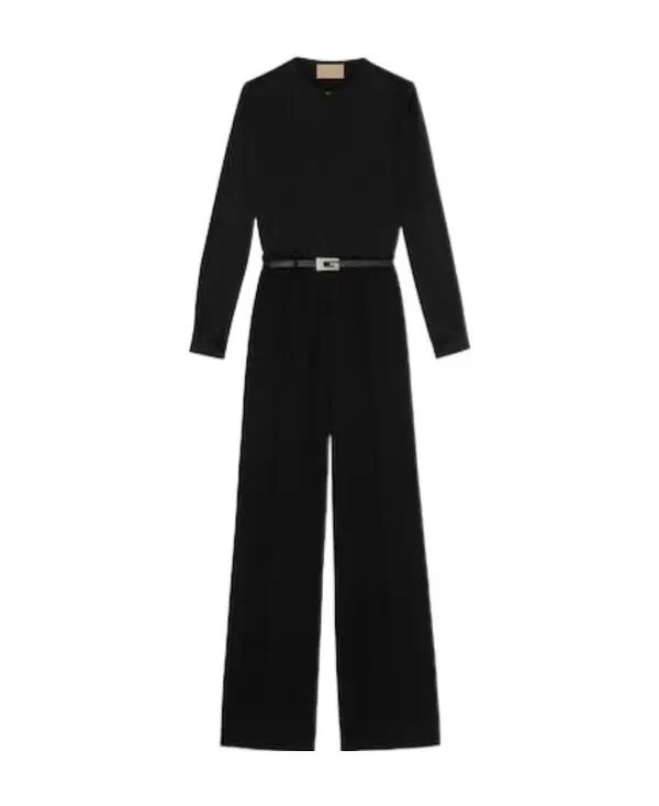 Gucci Satin Square G Belt Jumpsuit - Black
