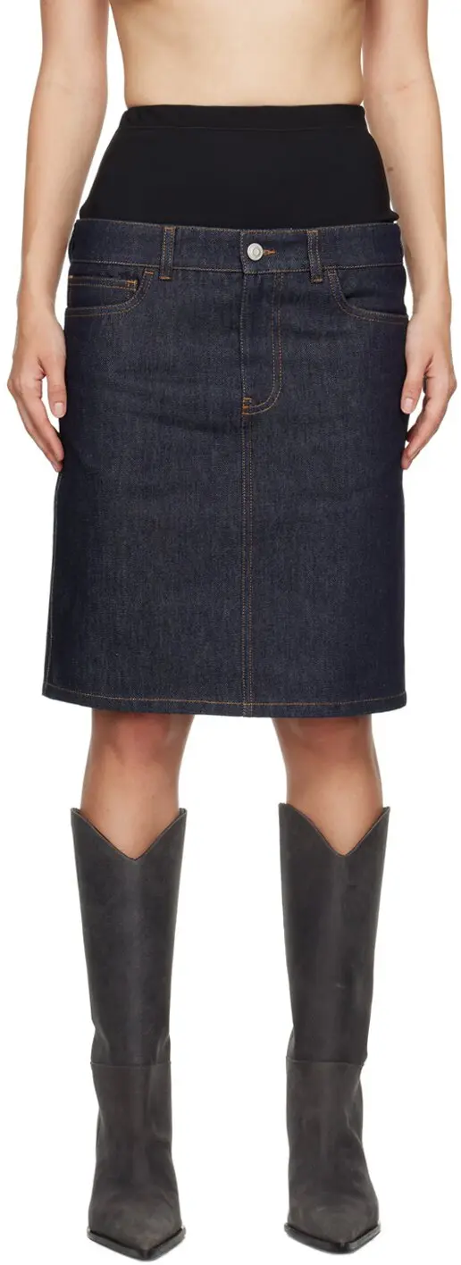 Coperni Hybrid Midi Denim Skirt - Black