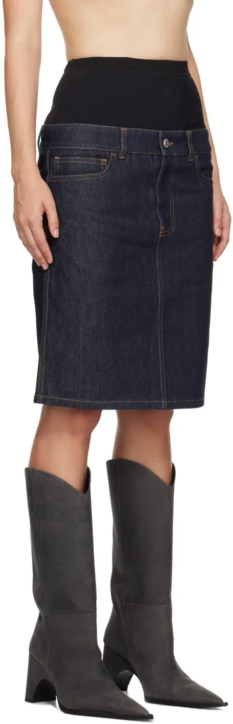 Coperni Hybrid Midi Denim Skirt - Black