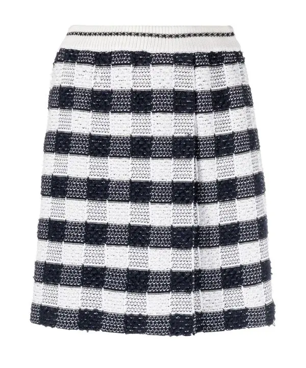 Thom Browne Gingham-check Jacquard Miniskirt - Navy Blue