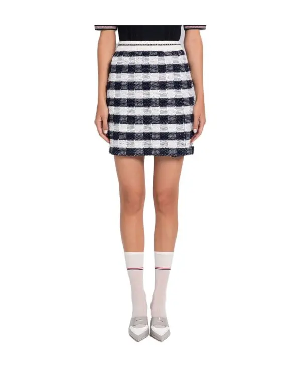 Thom Browne Gingham Check Jacquard Mini Skirt